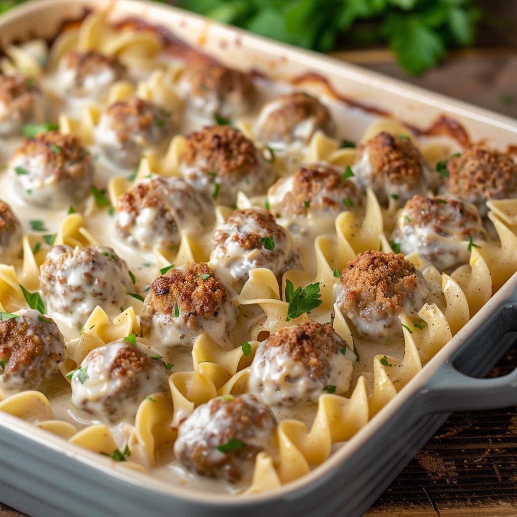 Swedish Meatball Noodle Bake Cyssero