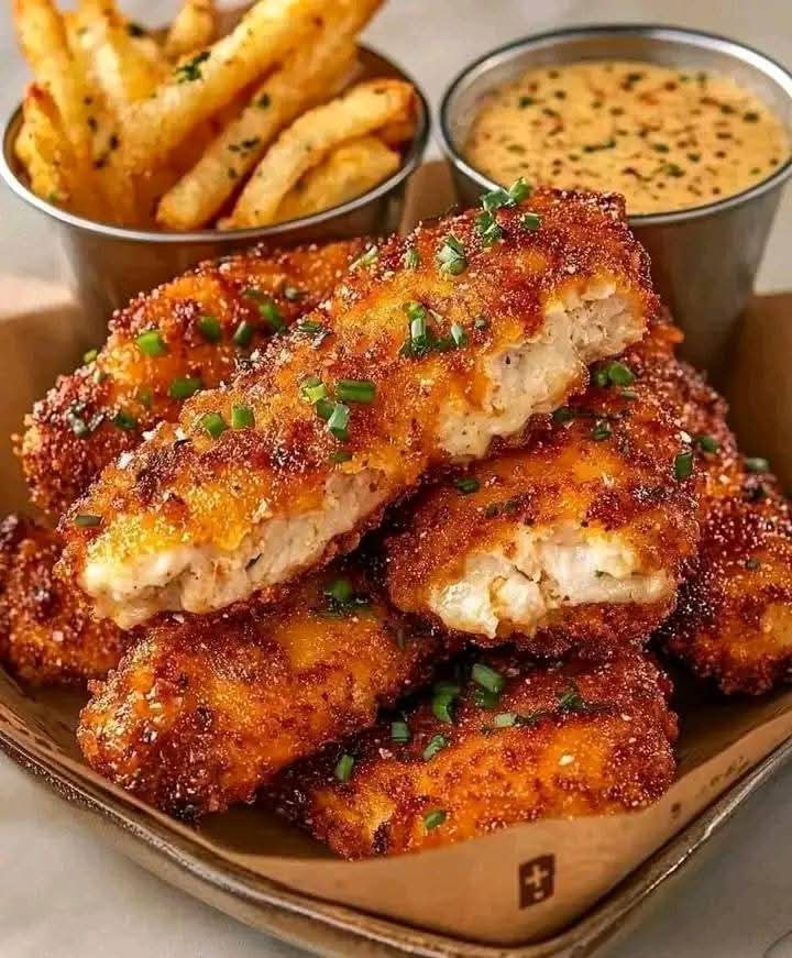 Crispy Golden Chicken Tenders with Spicy Dip - CYSSERO
