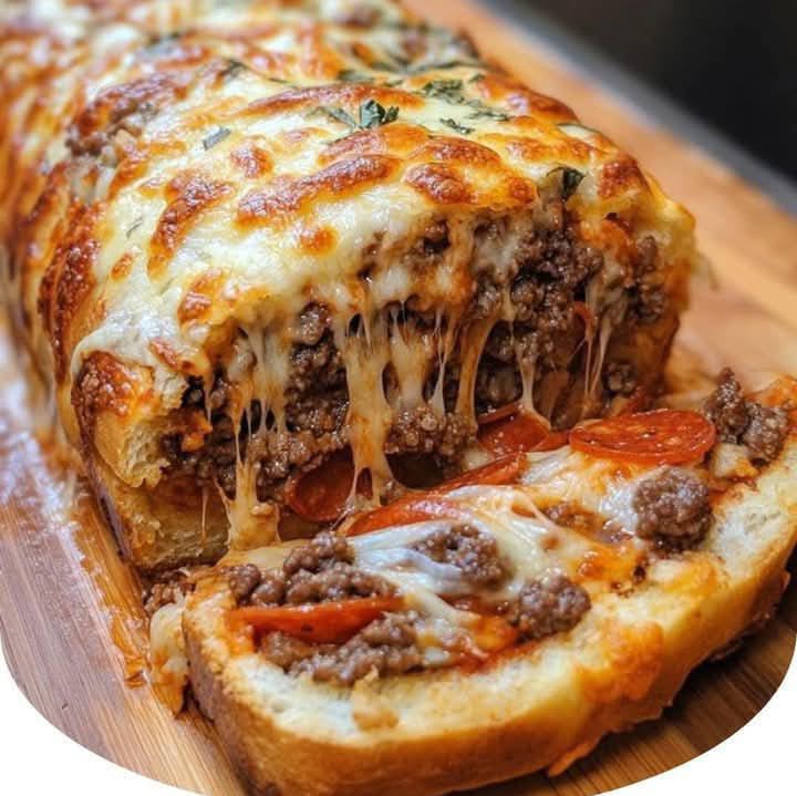 Cheesy Ground Beef and Pepperoni Pull-Apart Bread - CYSSERO