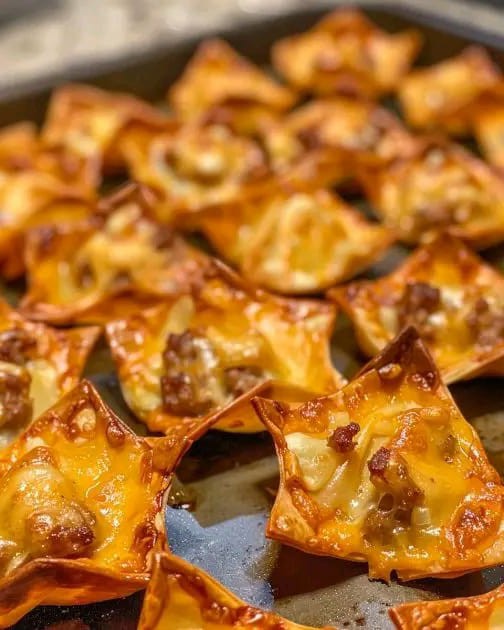 Cheesy Sausage Wonton Bites - CYSSERO