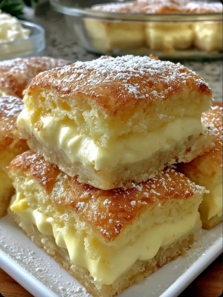 Creamy Custard-Filled Vanilla Cake Squares – Soft, Light, and Dreamily ...