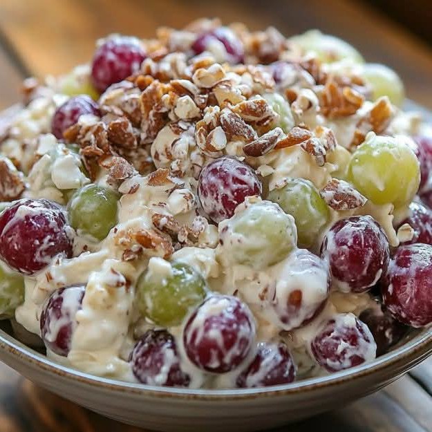 Creamy Grape Salad with Pecans - CYSSERO